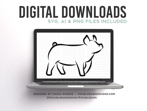 Line Style Pig Design | Show Pig Design | Market Pig Design | 4-H FFA ...