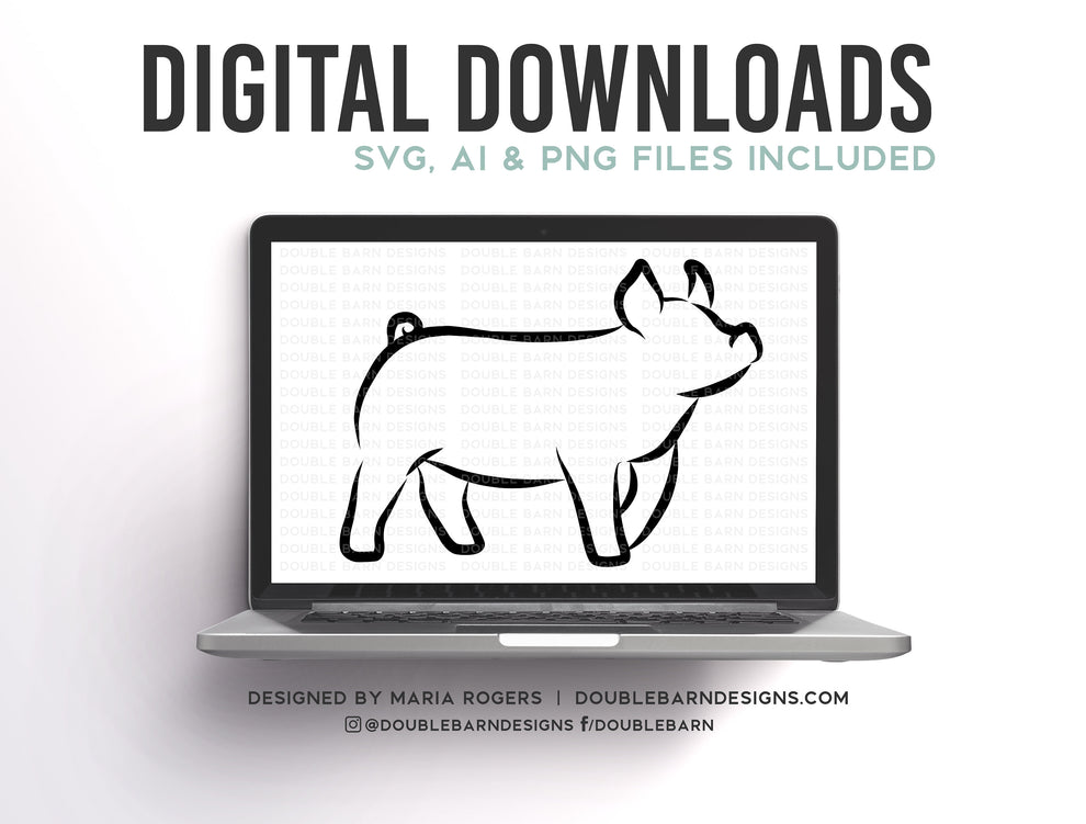 Line Style Pig Design | Show Pig Design | Market Pig Design | 4-H FFA ...